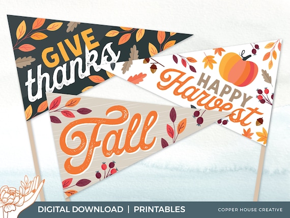 Fall Pennant Flag Printables Give Thanks Flag Printables - Etsy