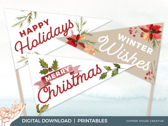 Christmas Pennant Flag Printables Merry Christmas Flag - Etsy