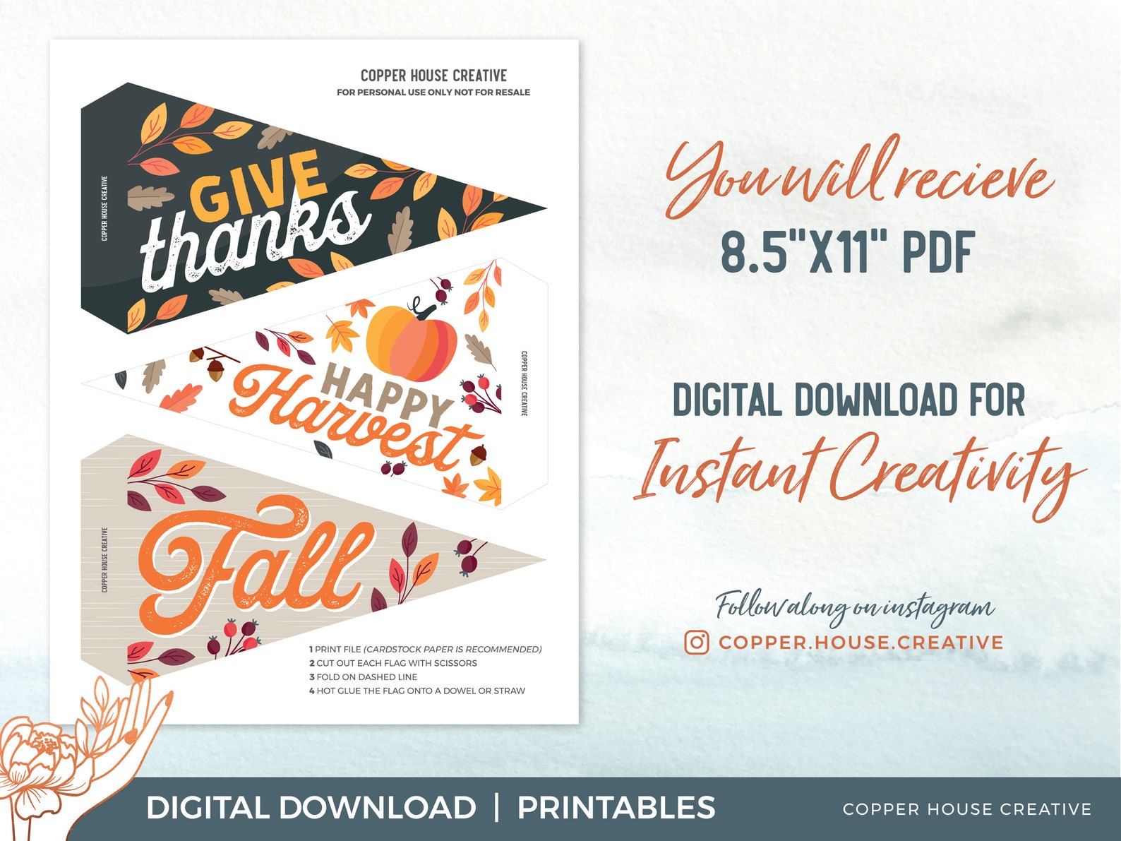 Fall Pennant Flag Printables - Give Thanks Flag Printables ...