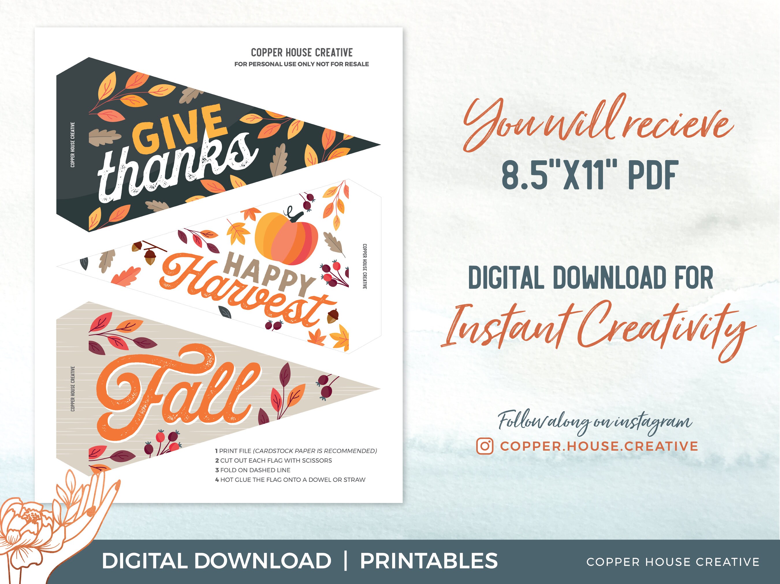 Fall Pennant Flag Printables - Give Thanks Flag Printables ...