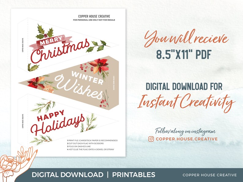 Christmas Pennant Flag Printables - Merry Christmas Flag Printables ...