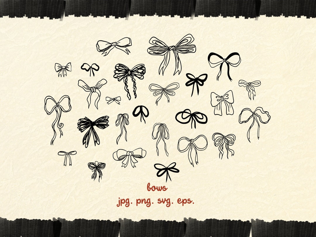 25 Hand Drawn Bows Icons Clipart Wedding Stationary Invitations ...