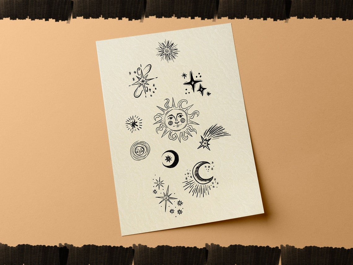 Celestial Sun Stars Symbols Doodle Illustration Clip Art Svg Png Eps ...