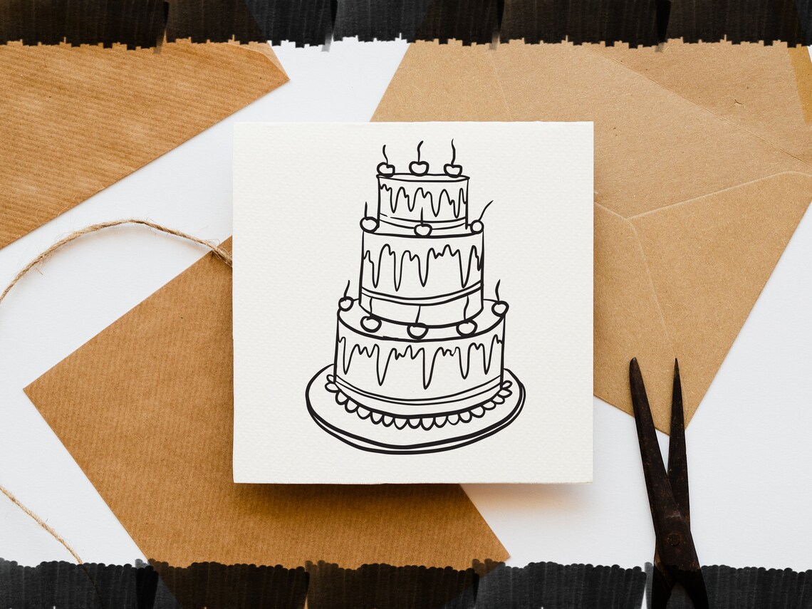Hand Drawn Cakes Sweet Birthday Party Cake Bundle SVG PNG Bridal Bundle ...