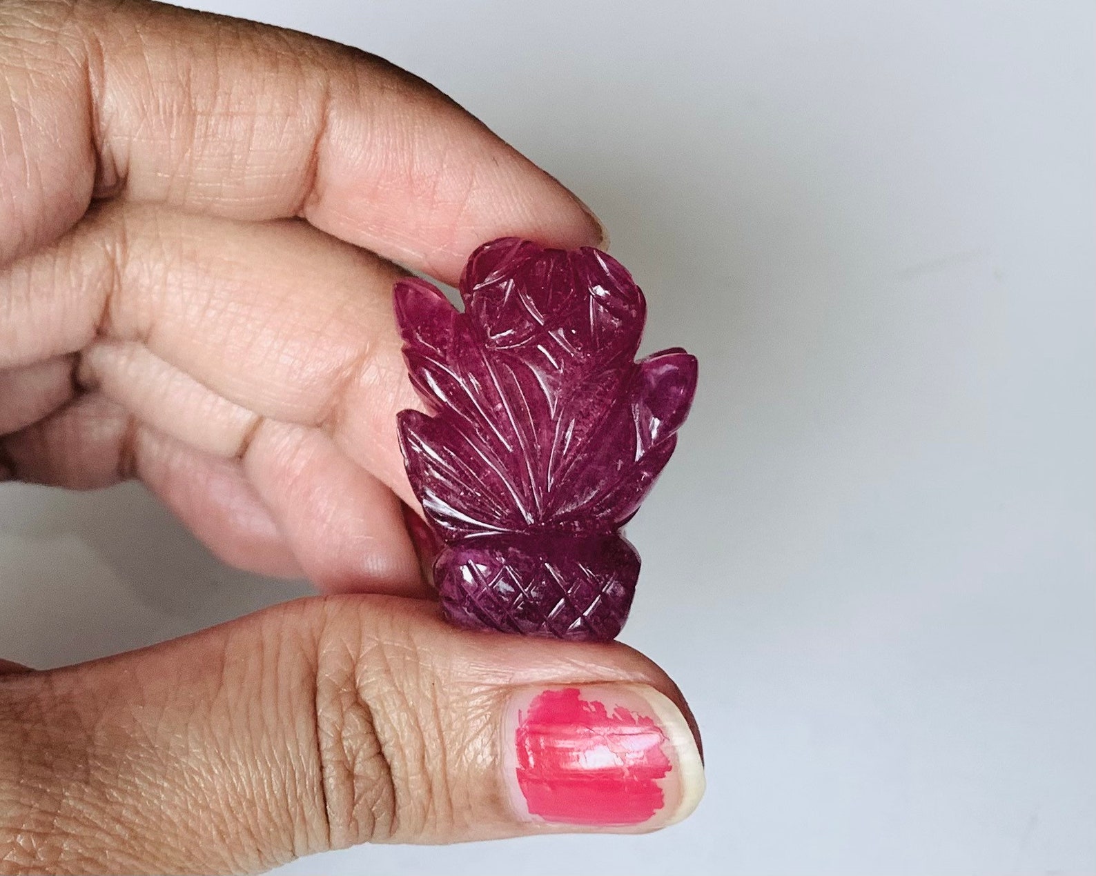 Natural Glass Filled Ruby Flower Bouquet Carving, Gemstone Carving, 74 ...