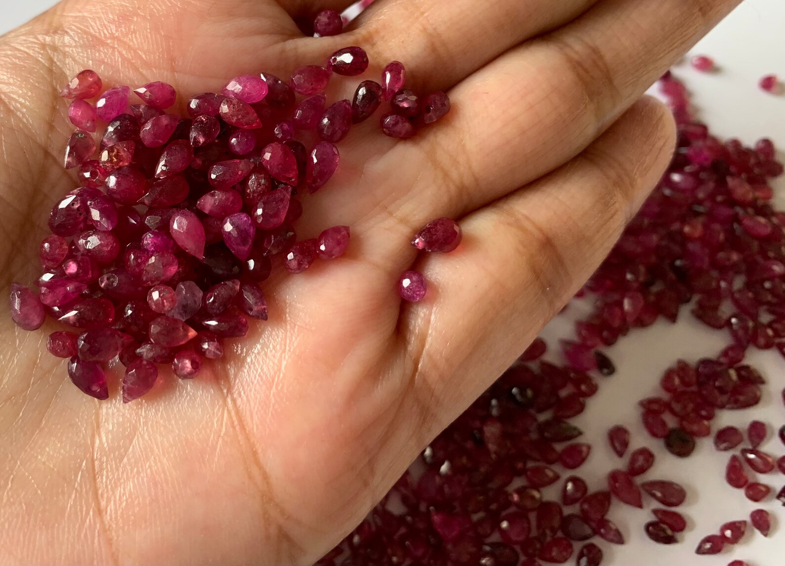 Glass Filled Ruby Faceted Drops 3 to 5 MM Beads Ruby Drops - Etsy