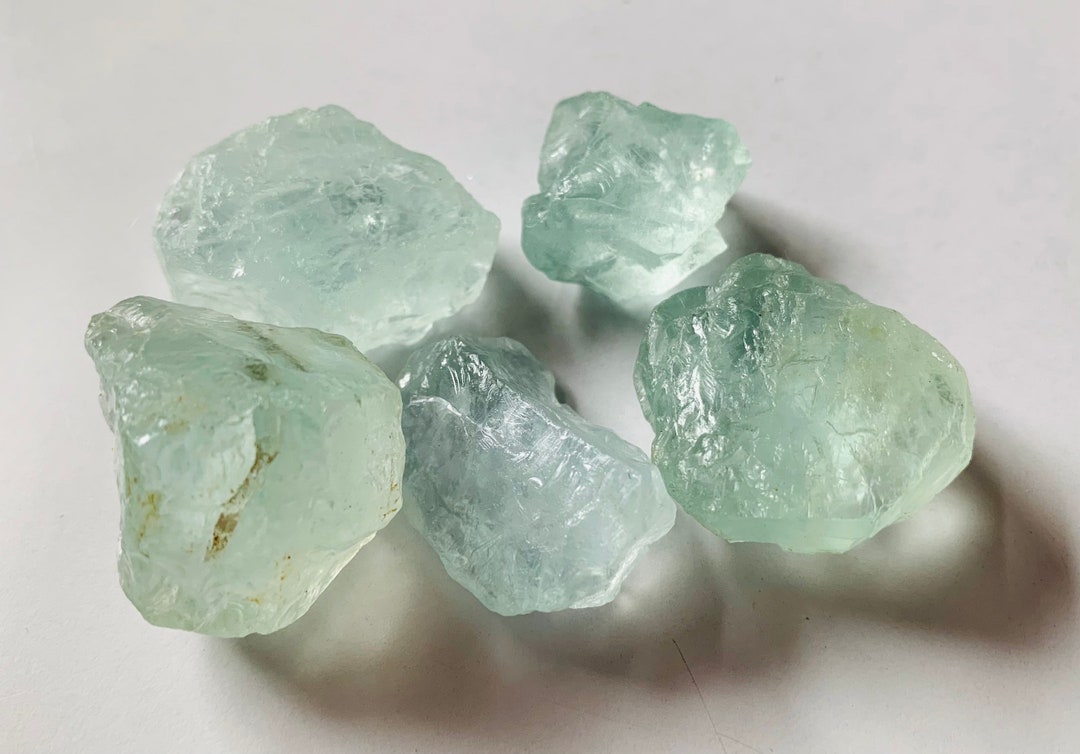 5 Pieces of Natural Aquamarine Crystal Raw Gemstones | Unique ...