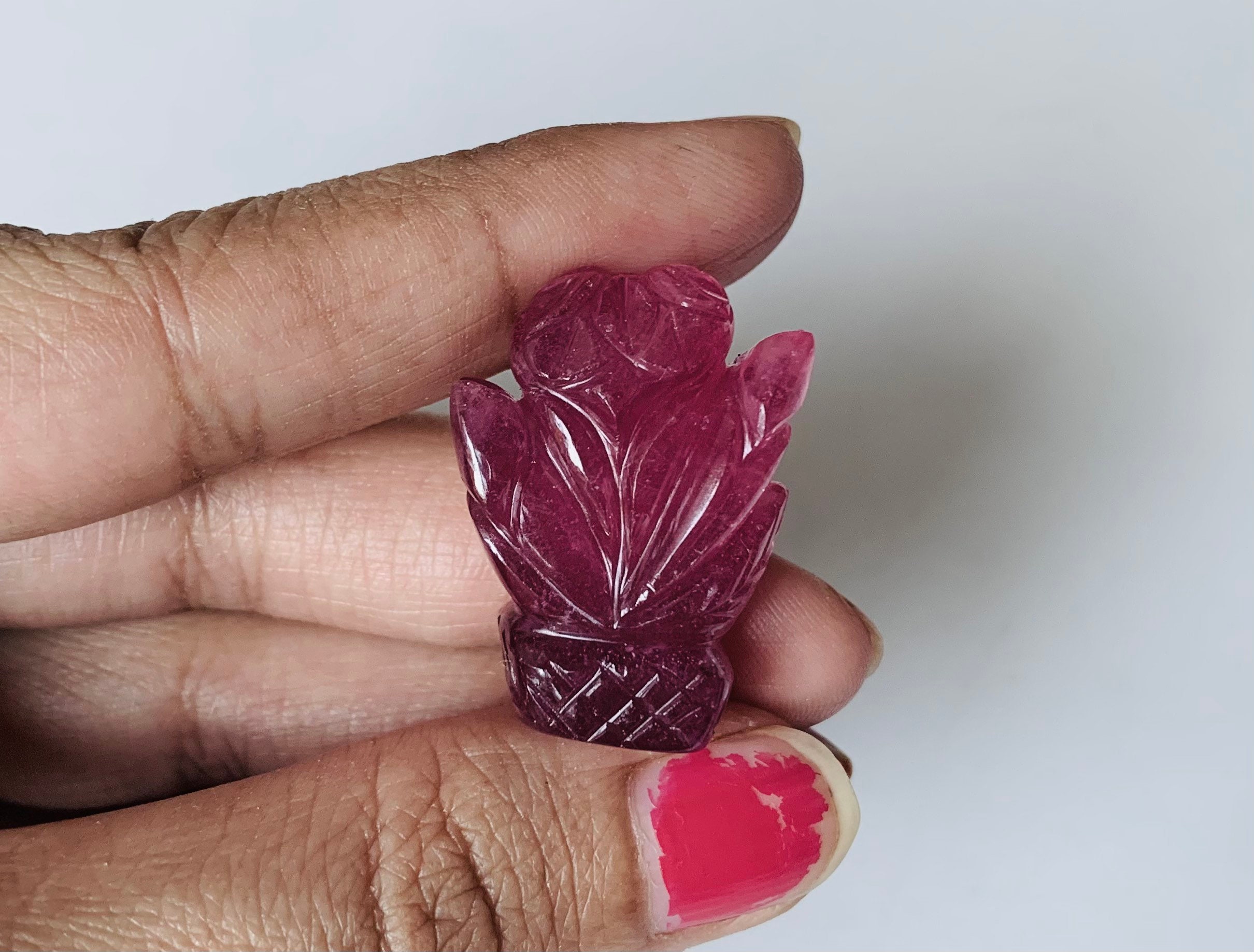 Natural Glass Filled Ruby Flower Bouquet Carving Gemstone - Etsy