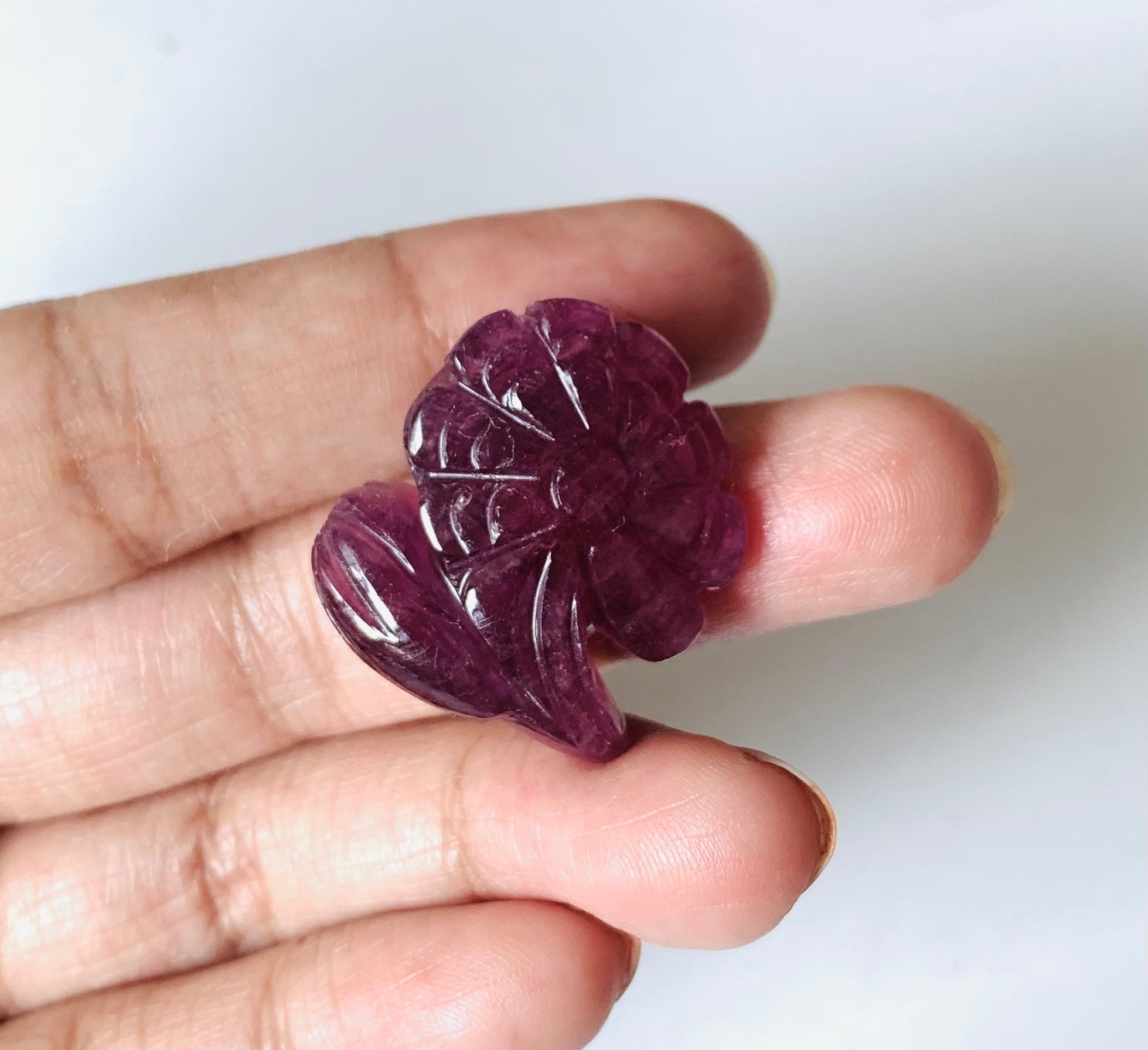 Natural Glass Filled Ruby Flower Carving Gemstone Carving 68 - Etsy