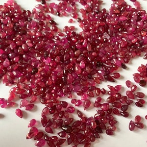 Glass Filled Ruby Faceted Drops, 3 to 5 MM Beads, Ruby Drops, Gemstone ...