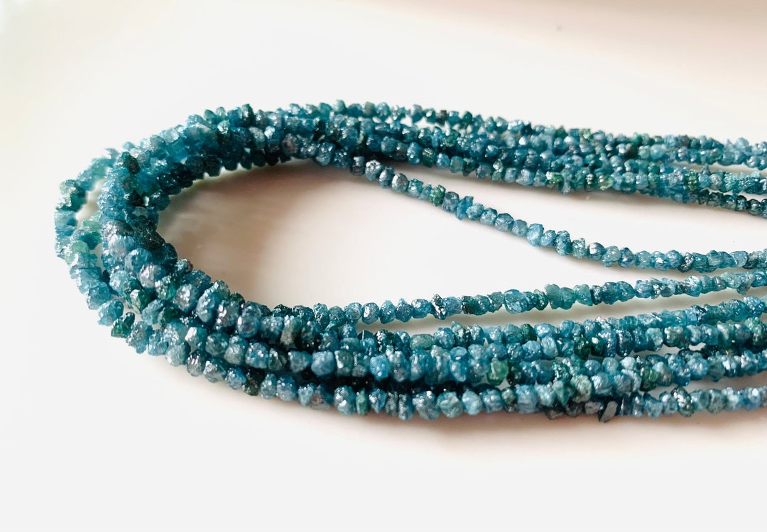 Natural Blue Raw Diamond Beads | Uncut, 11 Inch Strand - Etsy