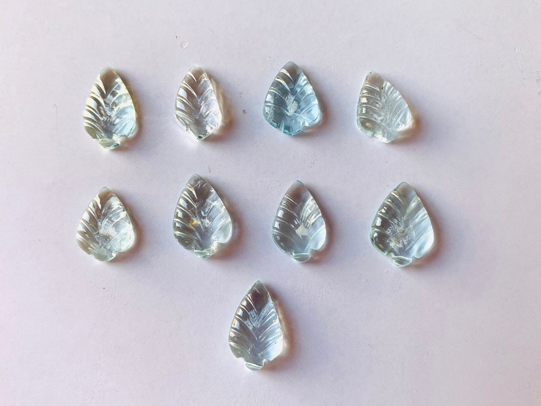 AAA Quality 100% Natural Aquamarine Leaf Shape Carving 12 to 13 MM ...