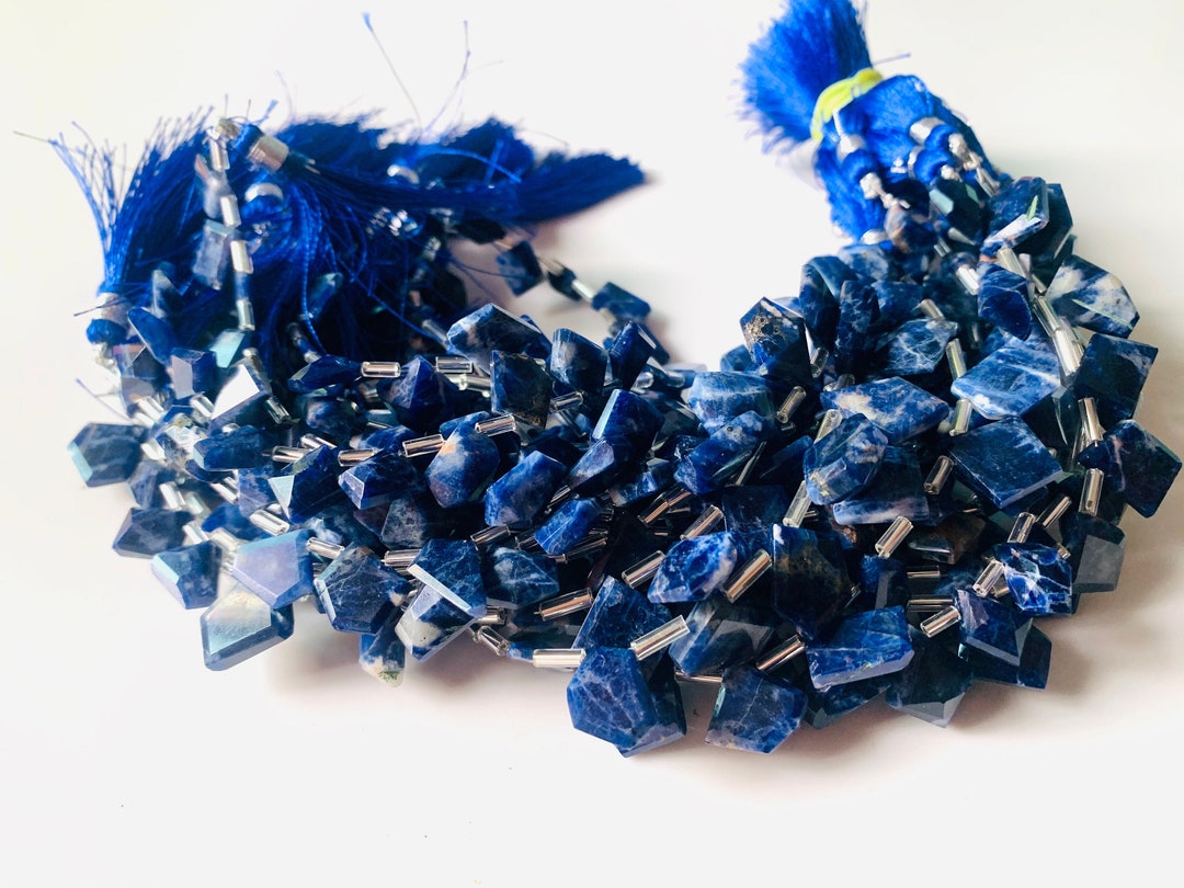 Buy 1 Get 1 Free, Natural Lapis Lazuli Faceted Slice Shape Beads, 8 ...