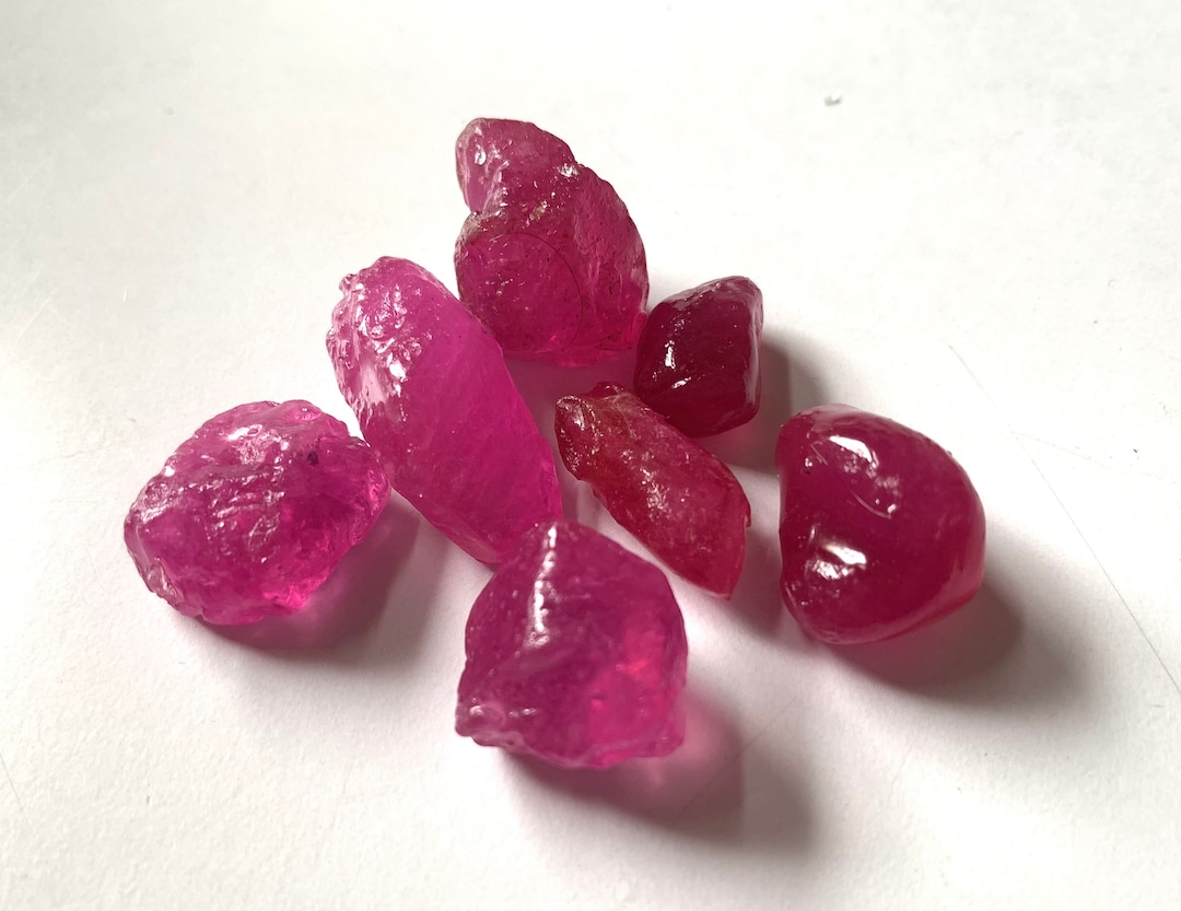 7 Pieces Natural Ruby Rough Gemstone, Genuine Ruby, African Ruby Raw ...