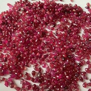 Glass Filled Ruby Faceted Drops, 3 to 5 MM Beads, Ruby Drops, Gemstone ...