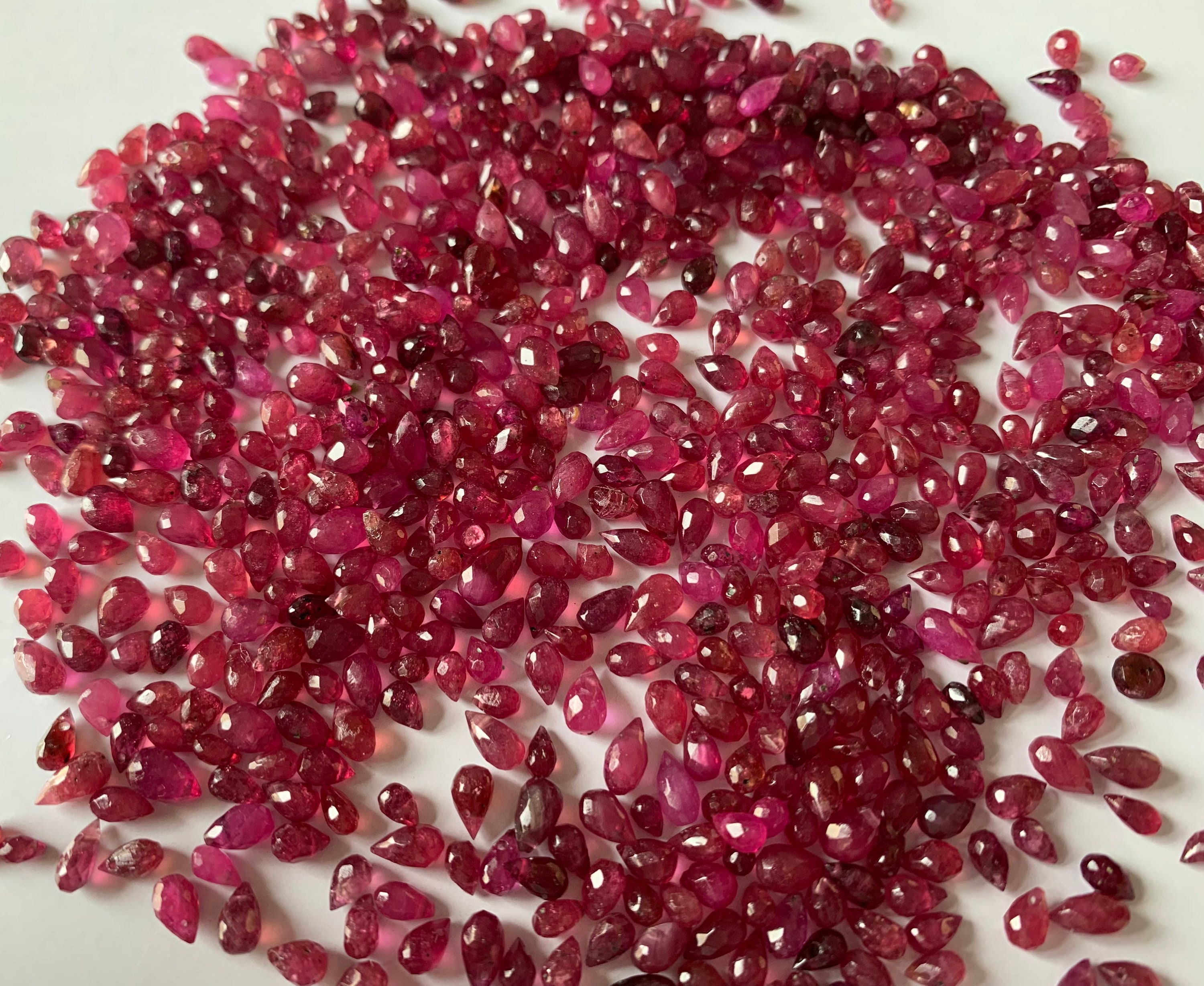 Glass Filled Ruby Faceted Drops 3 to 5 MM Beads Ruby Drops - Etsy
