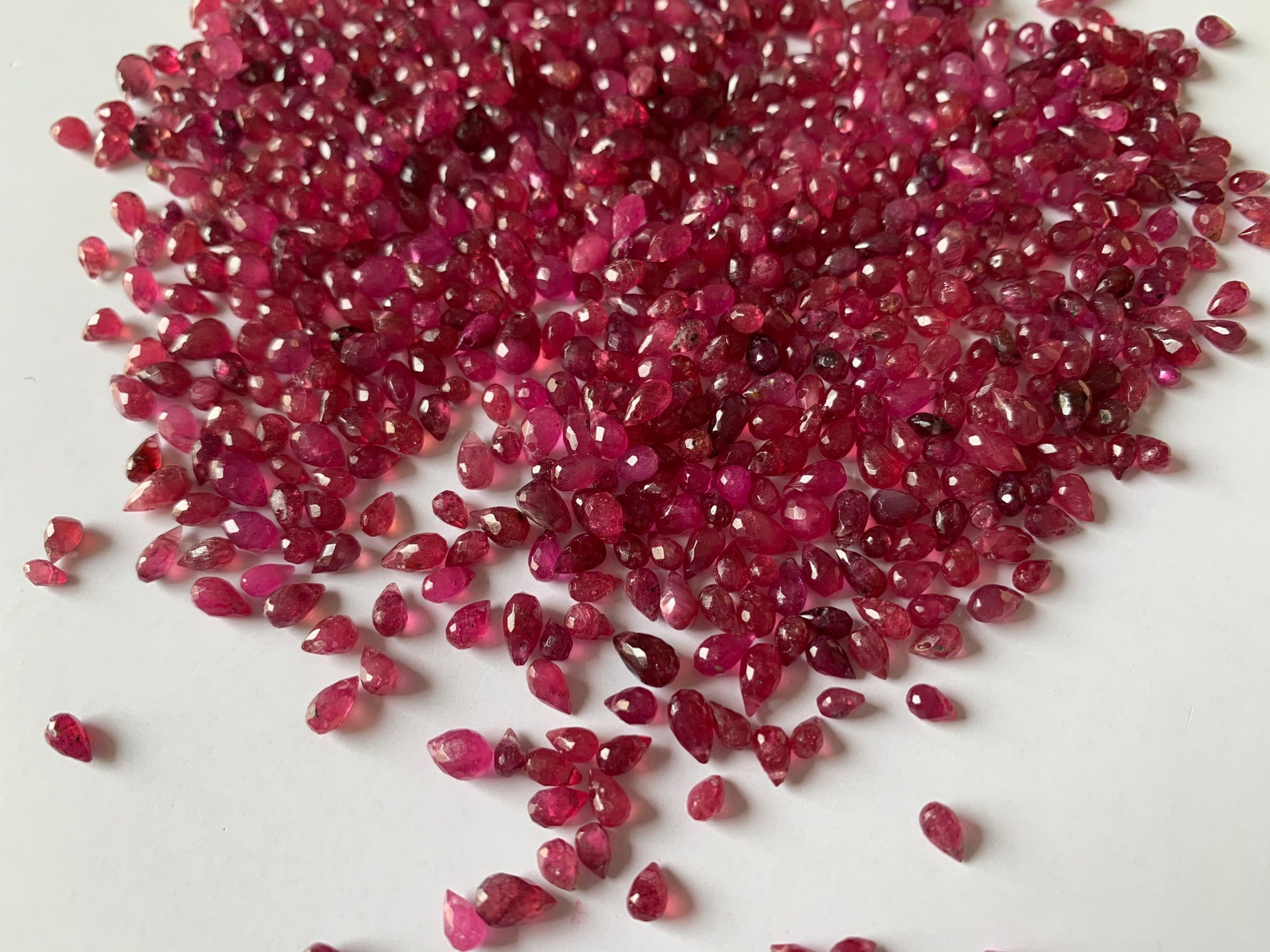 Glass Filled Ruby Faceted Drops 3 to 5 MM Beads Ruby Drops - Etsy