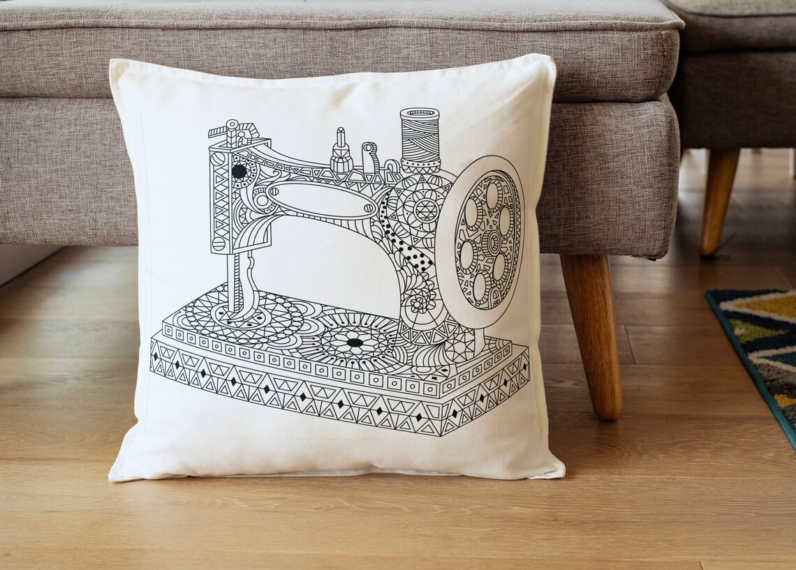 Zentangle Mandala Vintage Sewing Machine, Printable Coloring Page ...