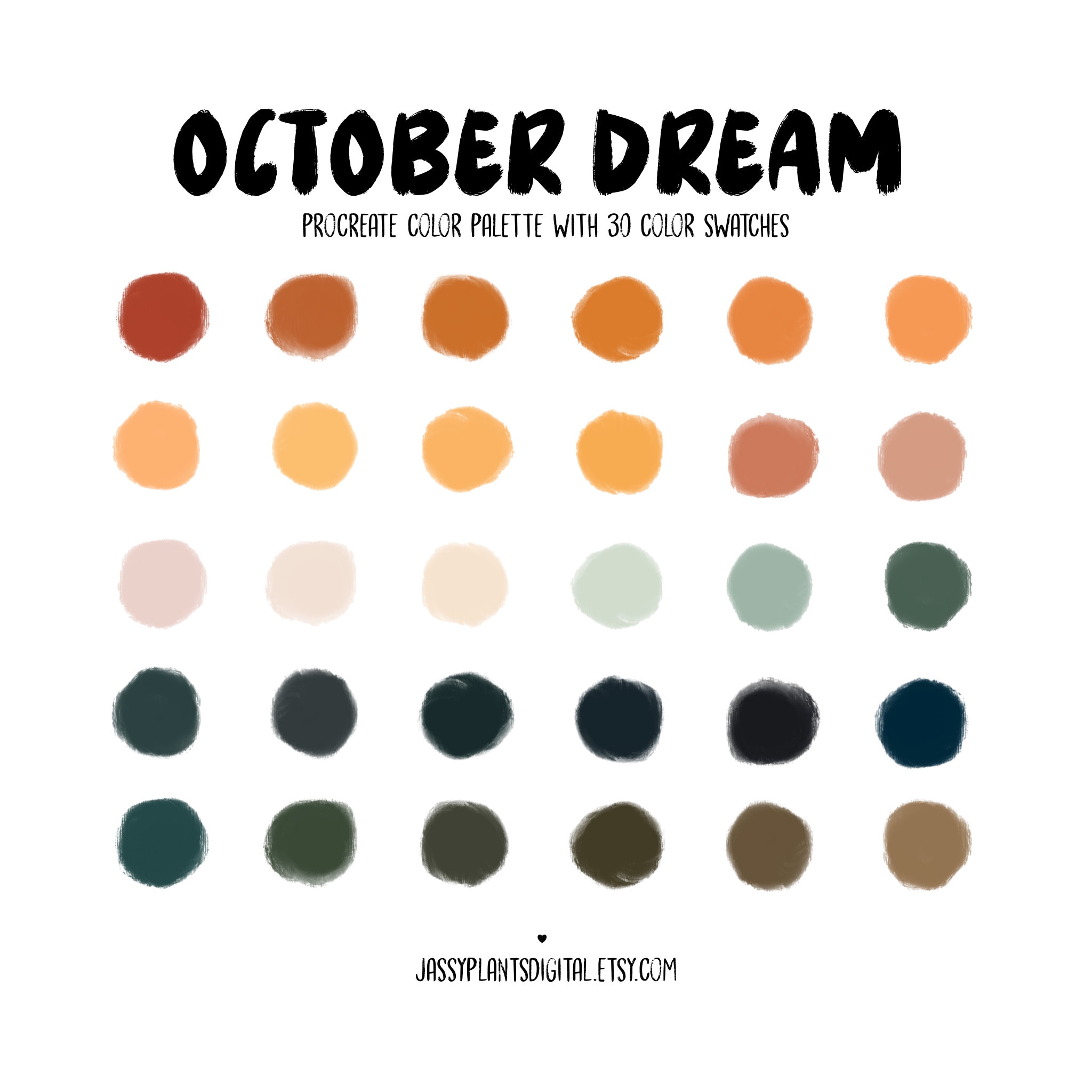 October Dream Fall Color Palette // Procreate Color Palette for ...