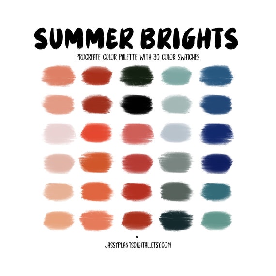 Summer Brights Color Palette Procreate Color Palette For Etsy