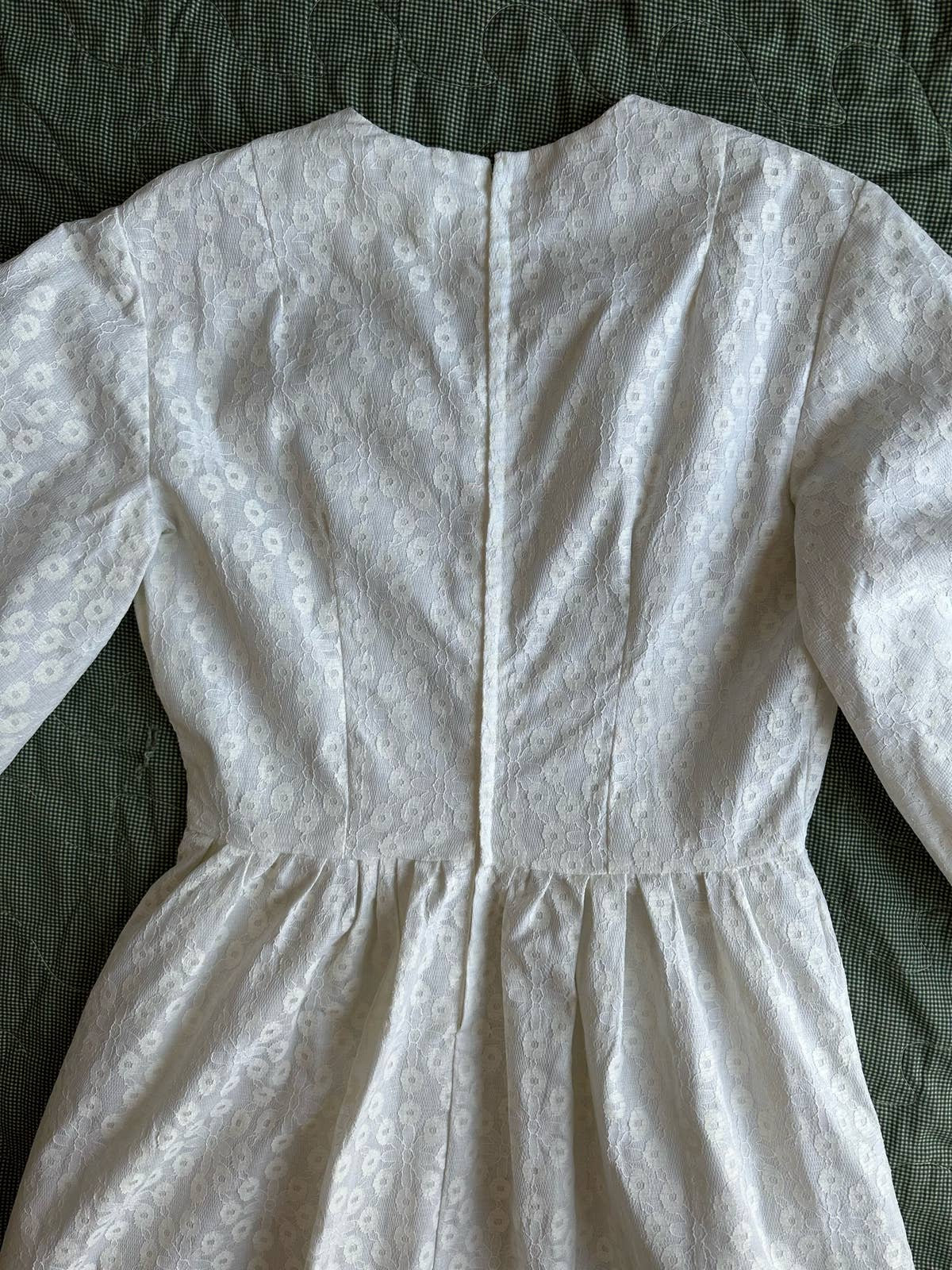 70s Daisy Lace Bishop Sleeve Wedding Dress - Etsy