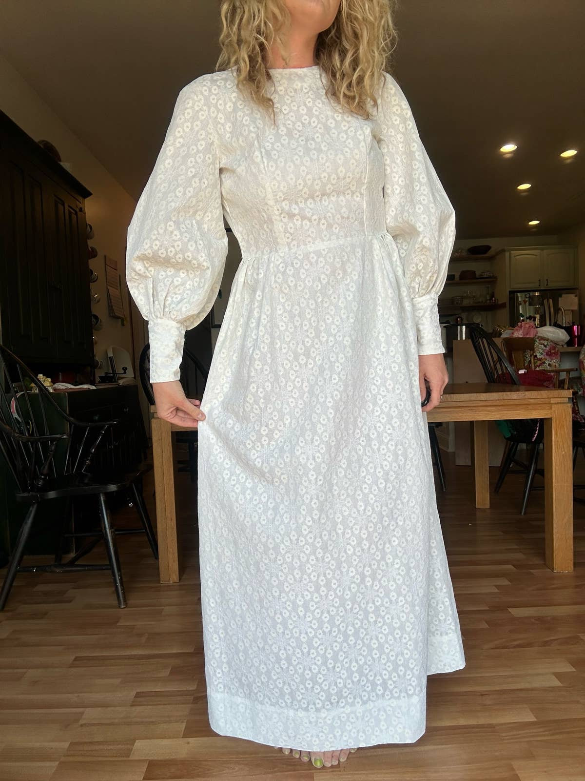 70s Daisy Lace Bishop Sleeve Wedding Dress - Etsy