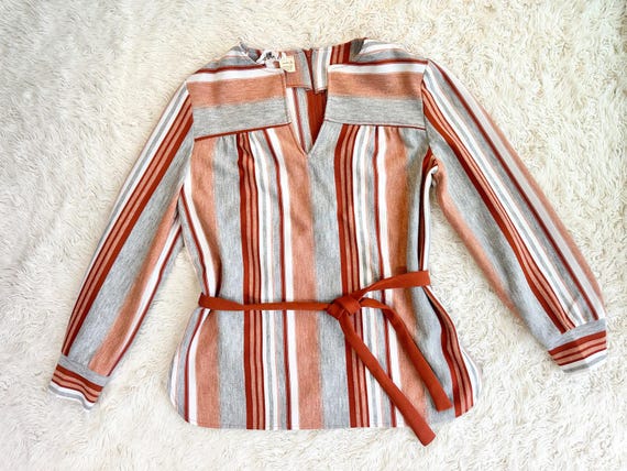 70s Burnt Orange Stripe Tunic Set - Gem