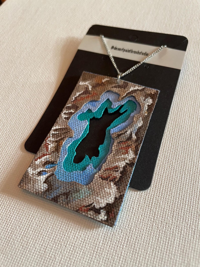 Lake Tahoe Topographic Map Canvas Necklace - Etsy