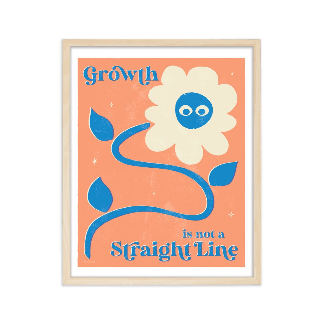 Growth is Not A Straight Line Peach Retro Poster Art Print Illustration ...