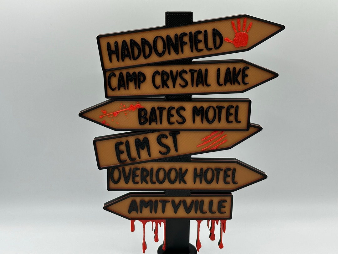 Horror Movie Destinations Road Sign Standing Decoration 3d Printed - Etsy