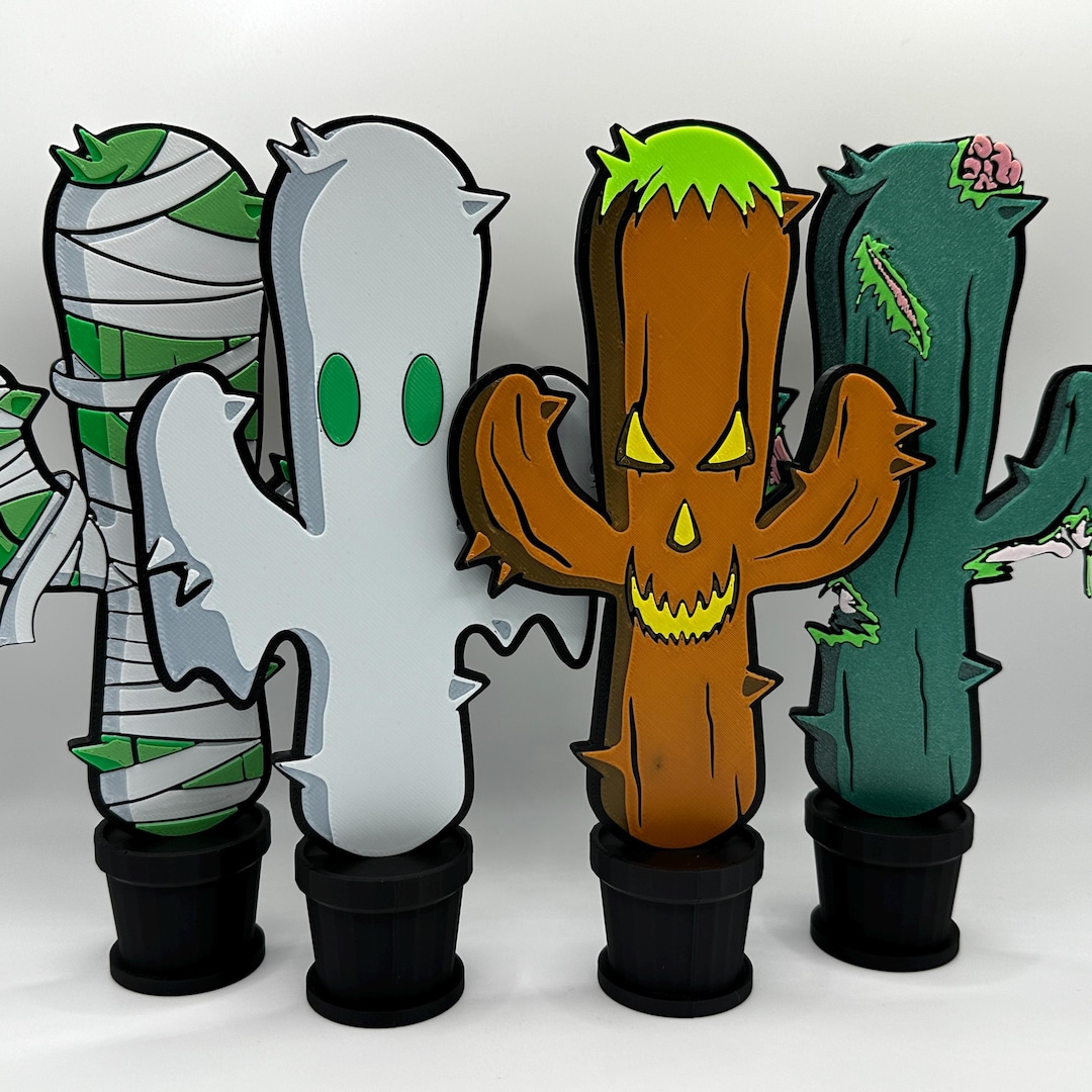 Spooky Cactus Halloween Decorations 3d Printed - Etsy