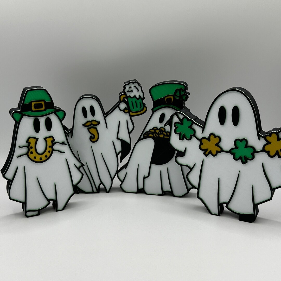 St. Patrick's Day Lucky Ghost Decorations 3d Printed - Etsy