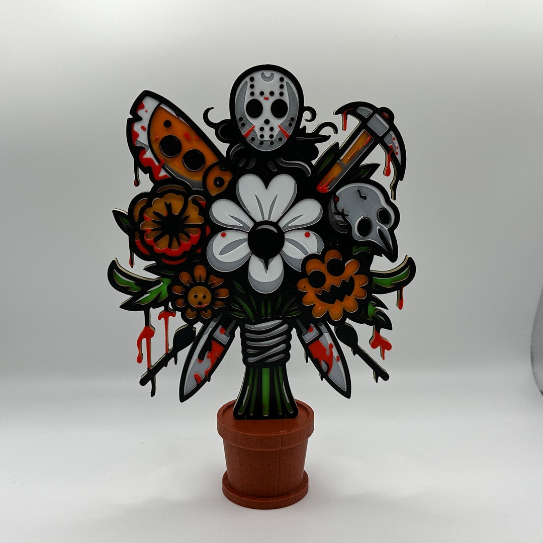 Horror Movie Themed Flower Bouquet Standing Decoration 3d Printed - Etsy