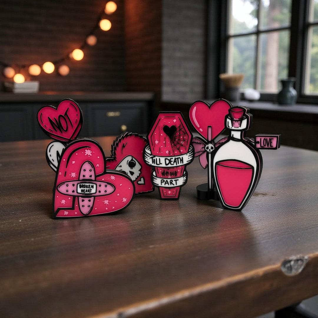 Spooky Gothic Valentine's Day Tray, Shelf, Counter Decorations 3d ...