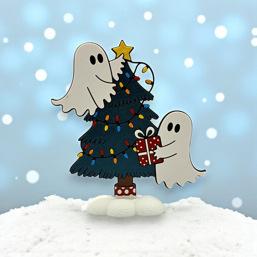 Ghosts With a Christmas Tree Standing Decoration 3d Printed - Etsy