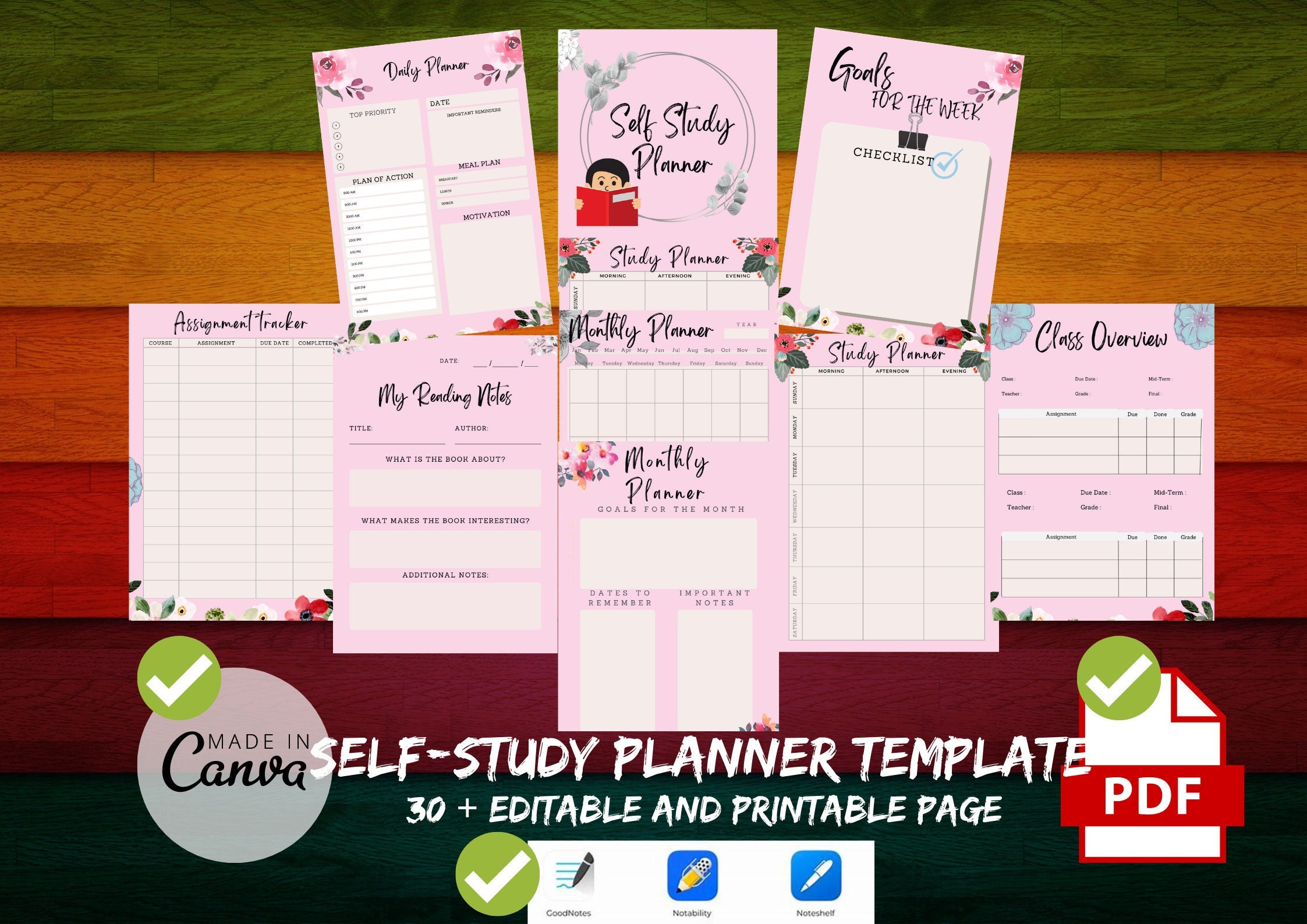 Planner Templates Canva Study Planner Templates Canva - Etsy