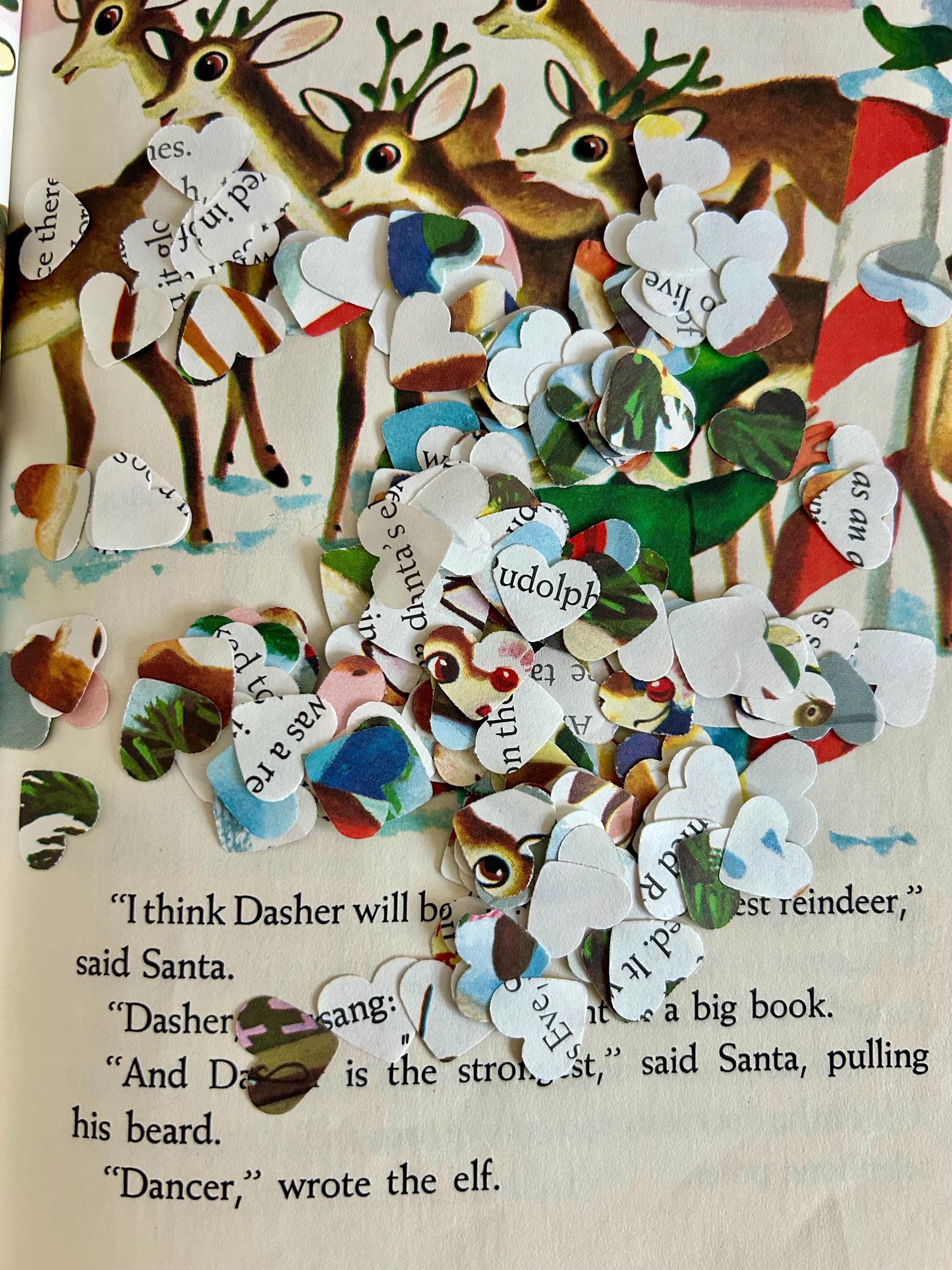 Vintage Christmas Children's Book Confetti, 200 Holiday Heart-shaped ...