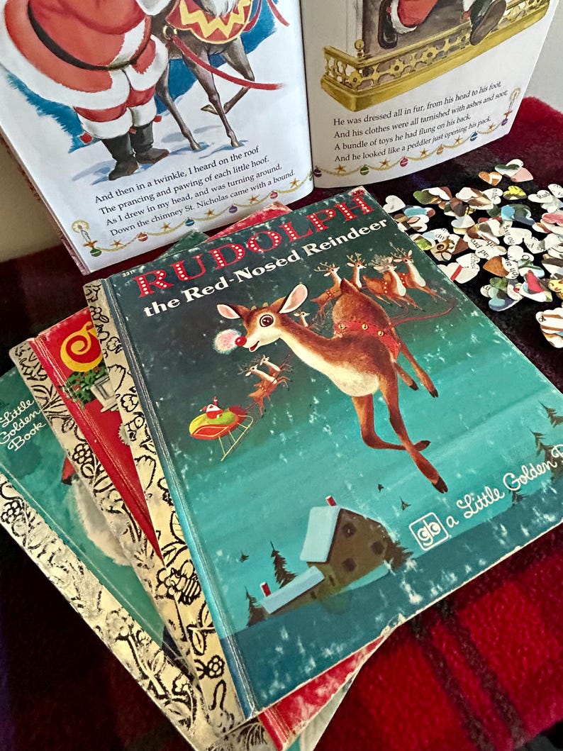 Vintage Christmas Children's Book Confetti, 200 Holiday Heart-shaped ...