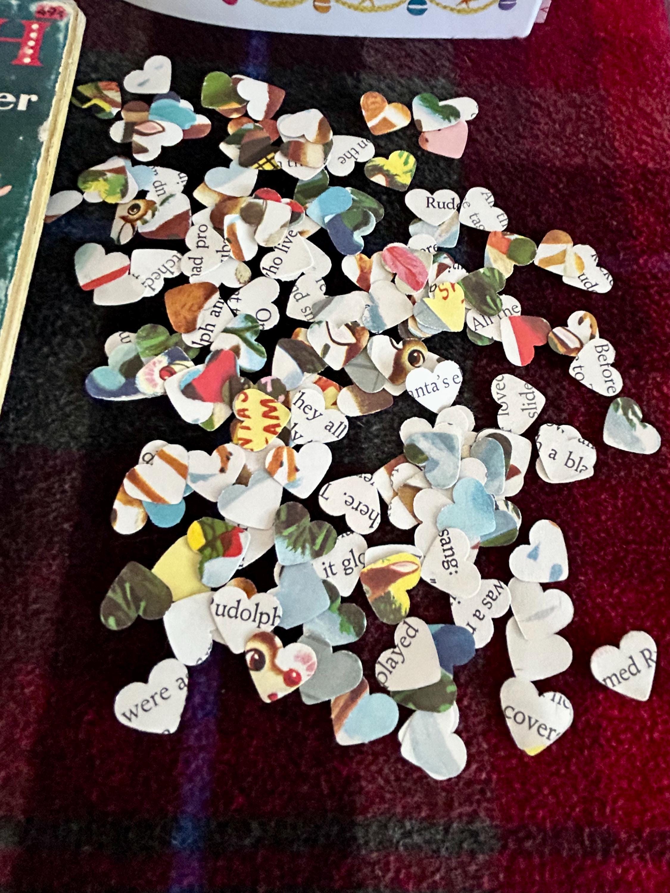 Vintage Christmas Children's Book Confetti, 200 Holiday Heart-shaped ...