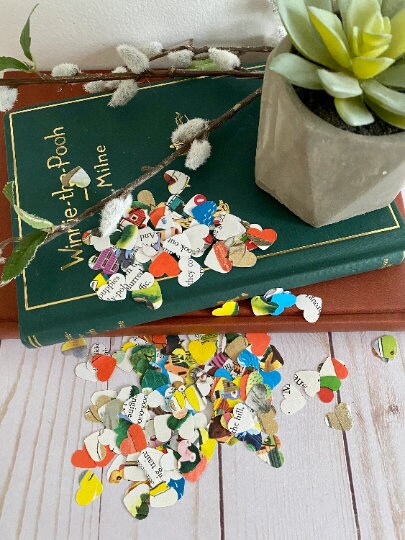 Vintage Children's Book Confetti, 200 Baby Shower Heart-shaped Confetti ...