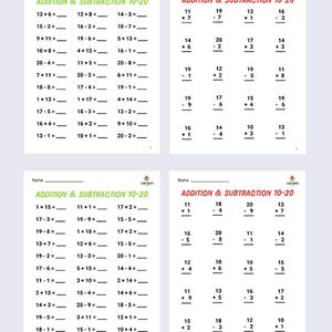 Printable Math Worksheets for Preschool & Elementary – Addition and ...