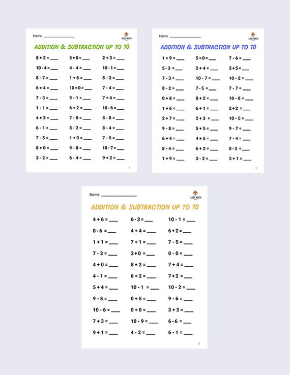 Hojas De Trabajo Para Restar Cero