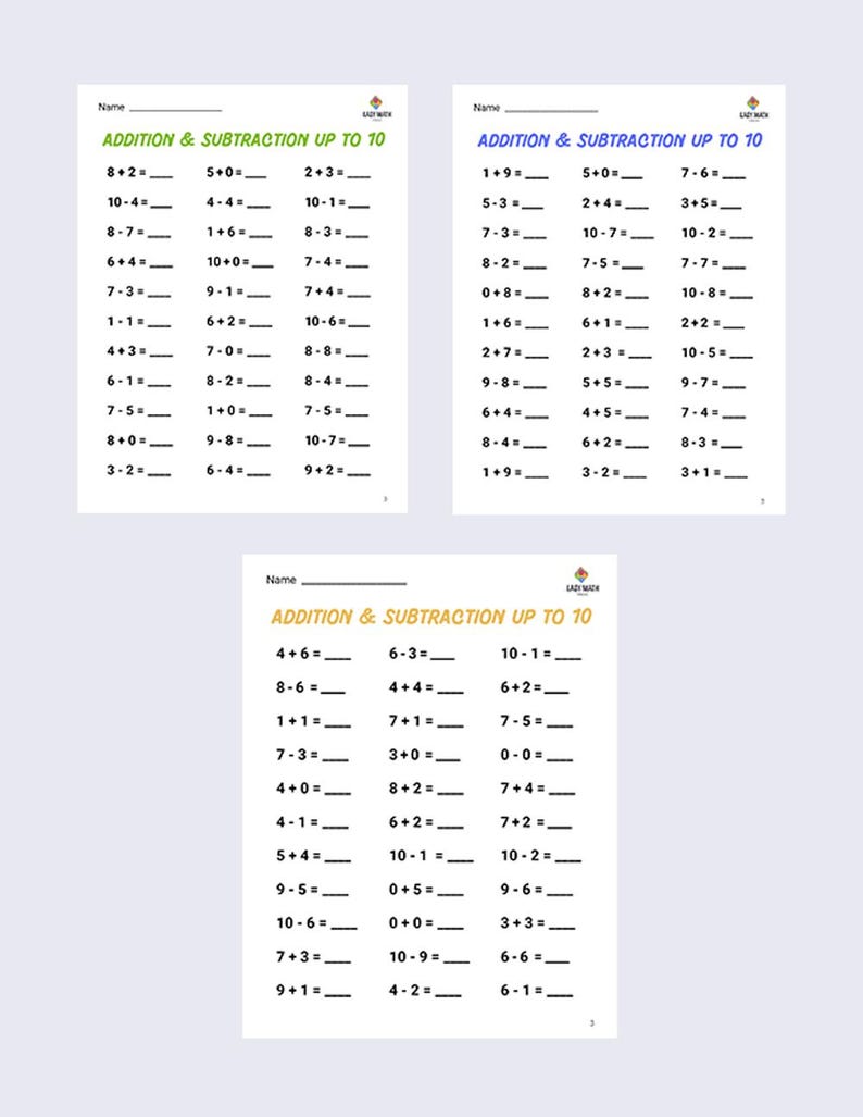Printable Pre-school and Elementary School Math Addition and ...