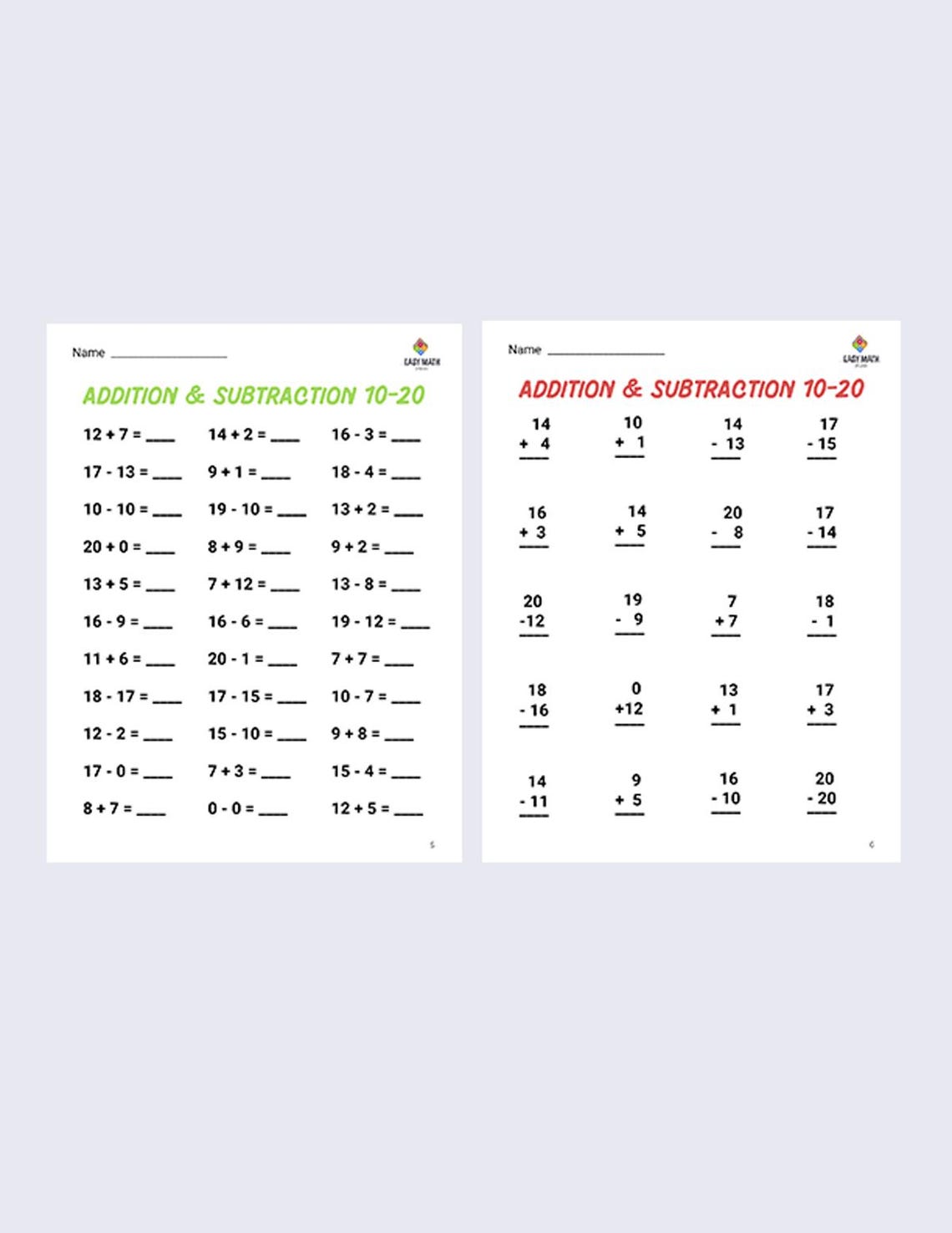 Printable Math Worksheets for Preschool & Elementary – Addition and ...