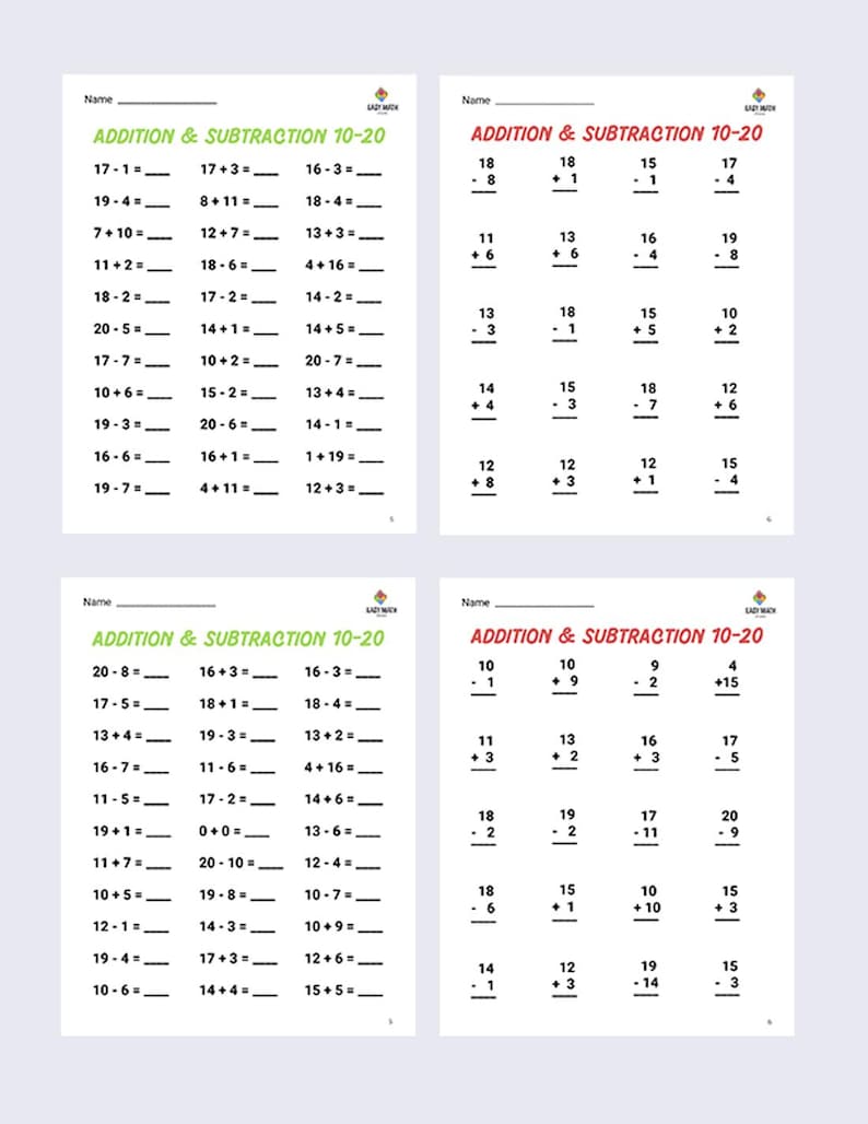Printable Math Worksheets for Preschool & Elementary – Addition and ...