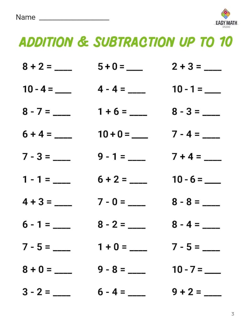Printable Pre-school and Elementary School Math Addition and ...