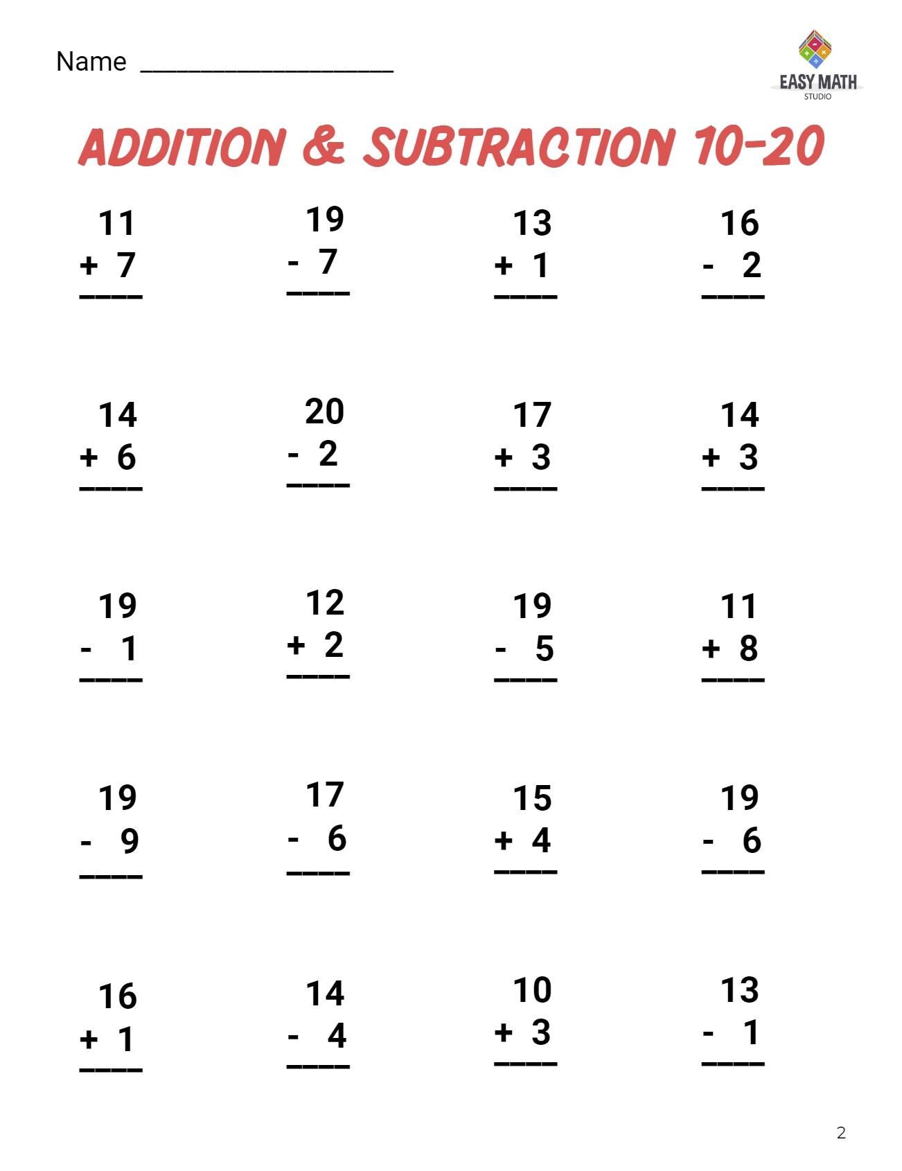 Printable Math Worksheets for Preschool & Elementary – Addition and ...