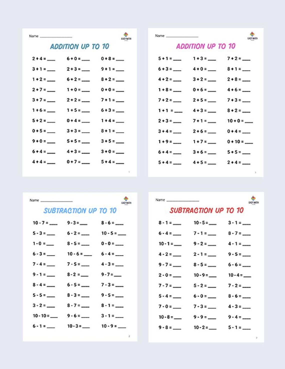 Printable Pre-school and Elementary School Math Addition and ...