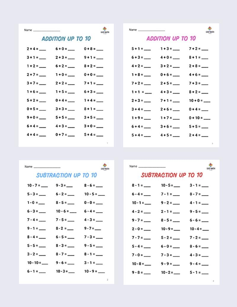 Printable Pre-school and Elementary School Math Addition and ...