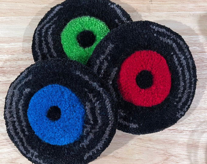 Tufted Vinyl Record Disc Mug Rugs, CD Rug Coaster, Disco 80s Theme ...